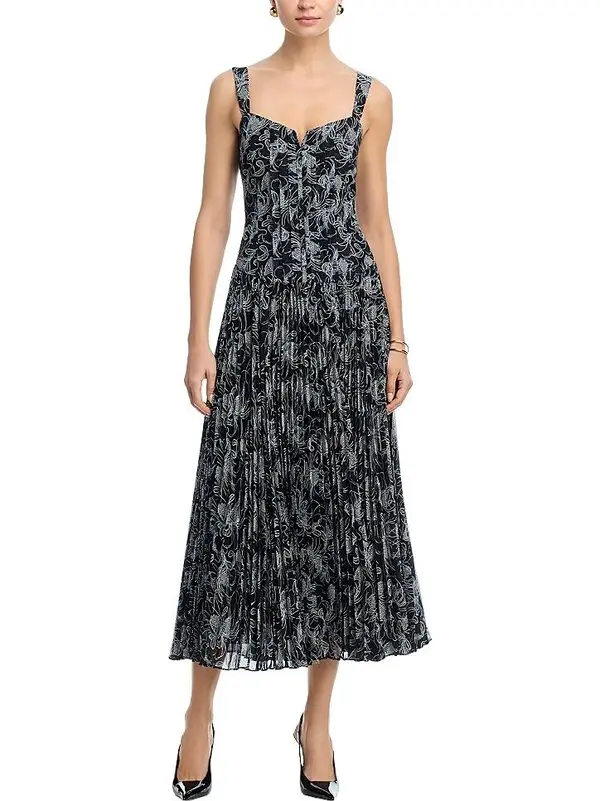 Cinq À Sept Botanical Floral A-line Dress - Black Multi