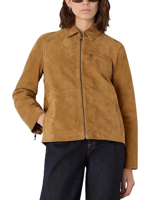 Whistles Kate Suede Jacket - Tan