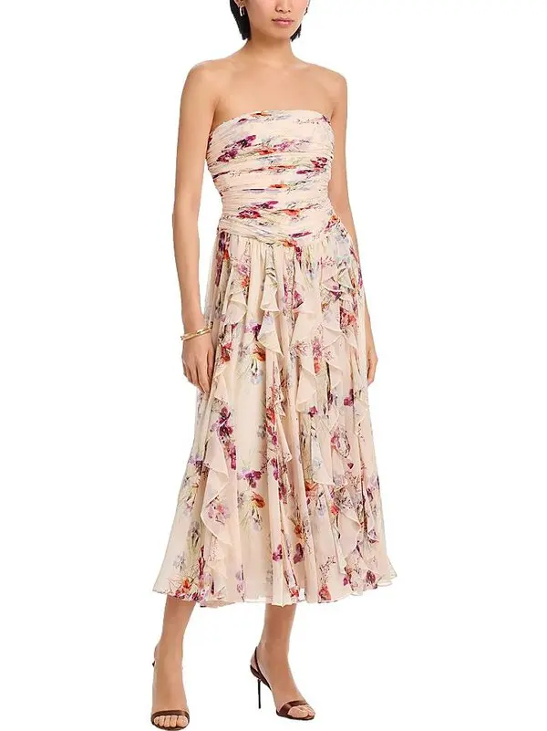 Cinq À Sept Iris Bouquet Galya Dress - Oatmilk Multi