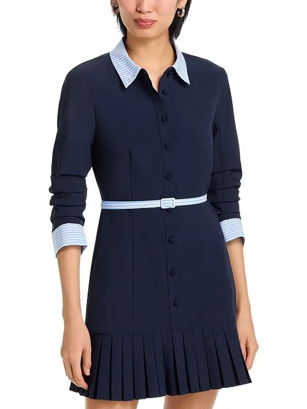 Cinq À Sept Luci Stripe Shirting Mini Dress - Navy/blue