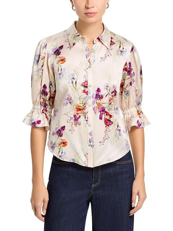 Cinq À Sept Fiona Floral Print Top - Oatmilk Multi