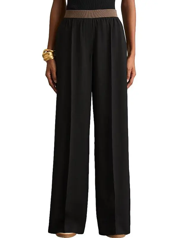 REISS Petite Wilde Wide Leg Pants - Black
