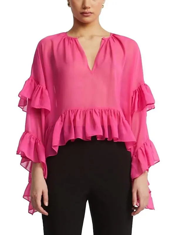 Bcbgmaxazria Ruffle Swing Top - Fuchsia Purple