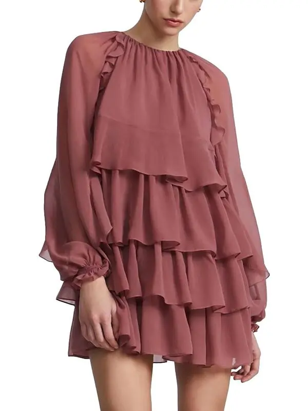Bcbgmaxazria Chiffon Ruffle Mini Dress - Renaissance Rose