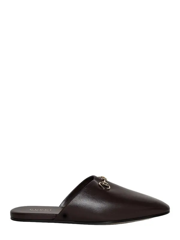 Gucci Horsebit Leather Mules - Black