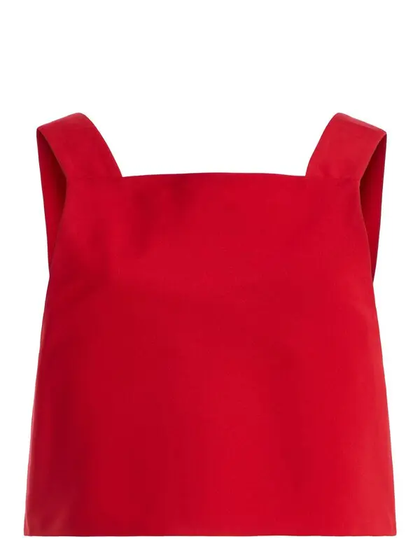 Rosie Assoulin Cotton Grosgrain Cropped Top - Red