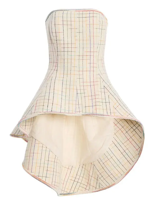 Rosie Assoulin Strapless Peplum Silk Top - Multi