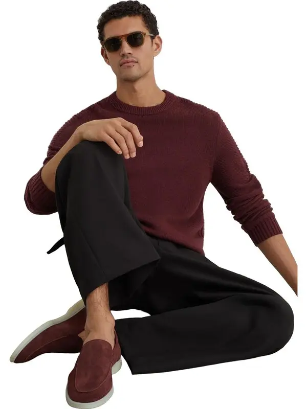 REISS Kason Suede Loafer - Plum Red