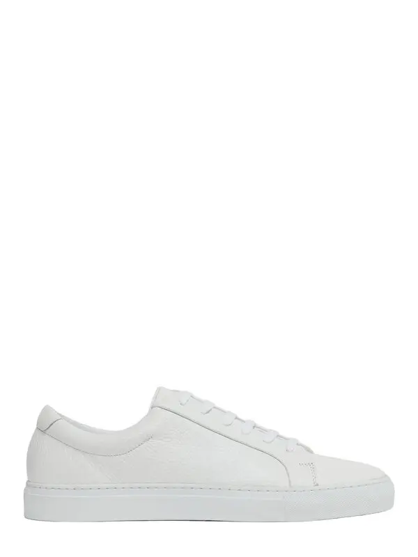 REISS Tumbled Leather Trainers - White
