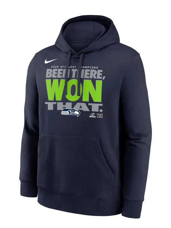 Nike Seattle Seahawks 2025 Nfc West Champions Trophy Nfl Pullover Hoodie - Blue