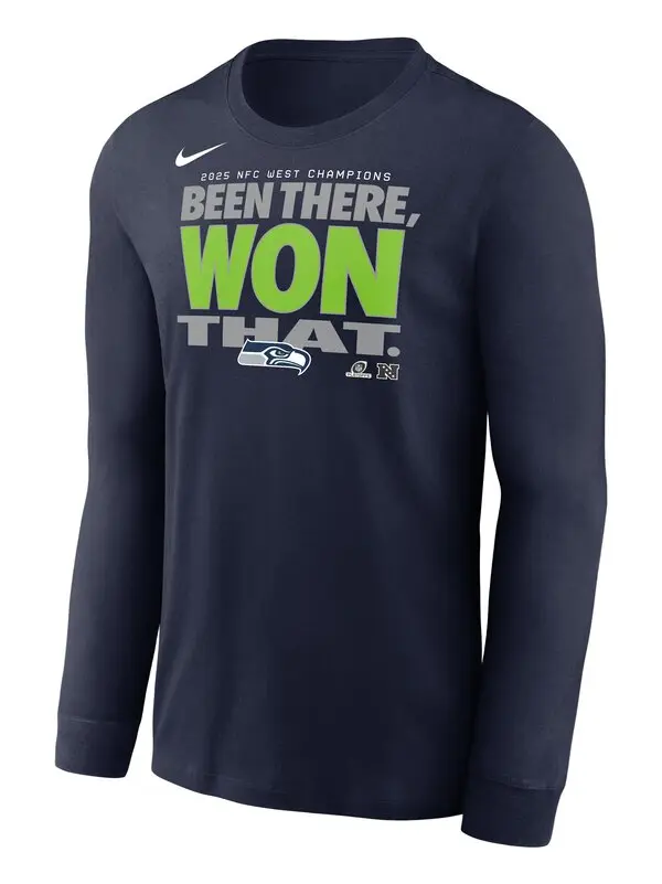 Nike Seattle Seahawks 2025 Nfc West Champions Trophy Collection Nfl Long-sleeve T-shirt - Blue