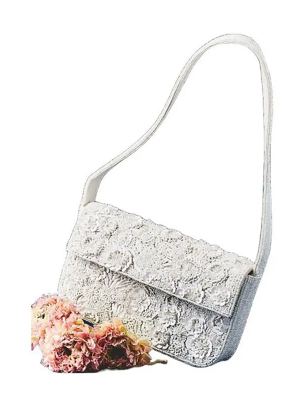 Anthropologie Fiona Beaded Bag - Ivory