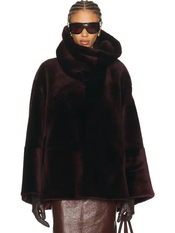 Nour Hammour Lodge Shearling Coat - Cassis
