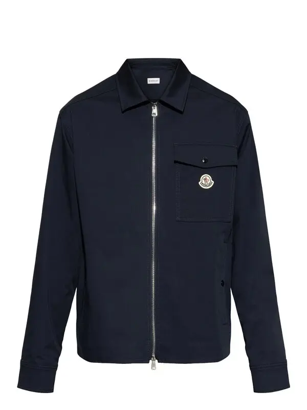 Moncler Jacket With Logo Patch - Navy Blue
