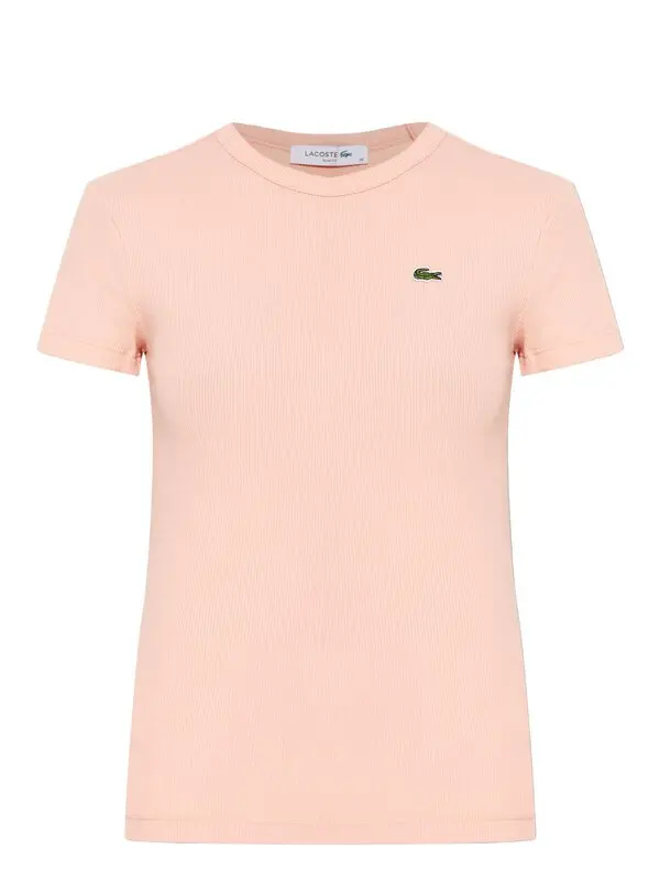 Lacoste Ribbed Fitted Top - Pink