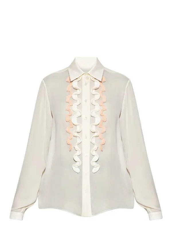 Marni Silk Shirt With Ruffle Detailing - Cream
