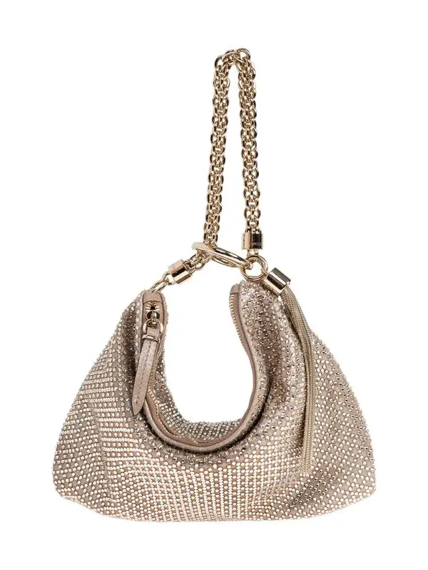 JIMMY CHOO Handbag With Crystals And Chain Handle - Gold