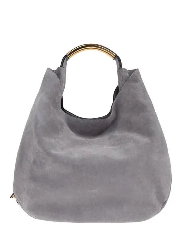 Moschino Suede Bucket Bag With Handle - Grey