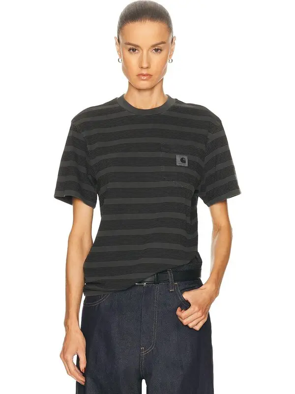 Carhartt Work In Progress Short Sleeve Hanson Pocket T-shirt - Hanson Stripe Black