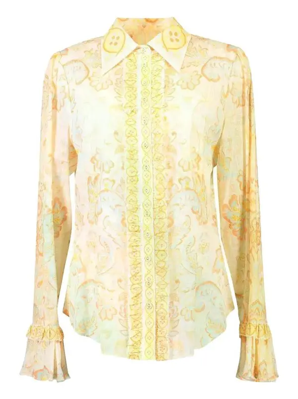 KATE FORD Frill Fiordaliso Blouse - Neutrals