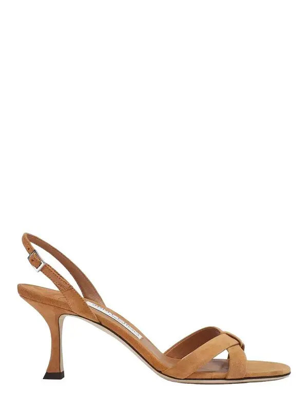 JIMMY CHOO Elsy Knotted Slingback Sandals - Brown