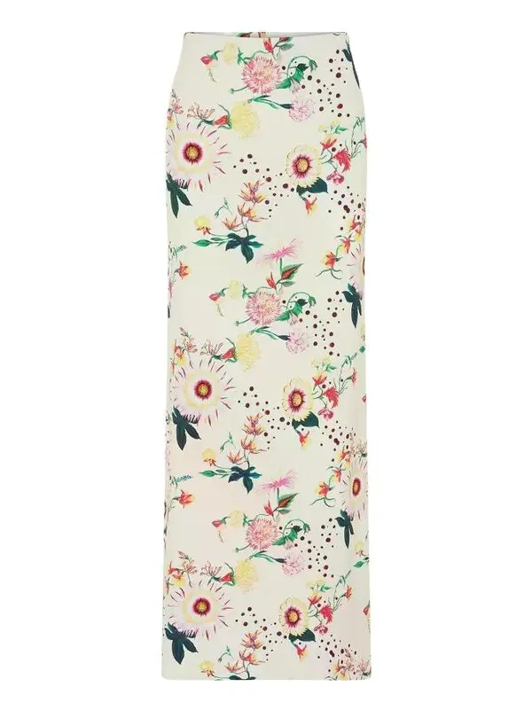 Rabanne Floral Print Maxi Skirt - Neutrals