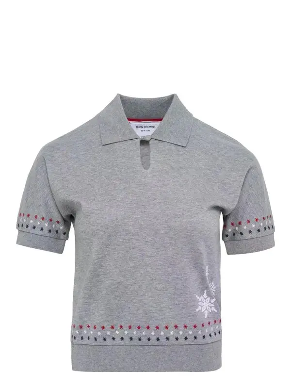 Thom Browne Star-motif Polo Top - Grey