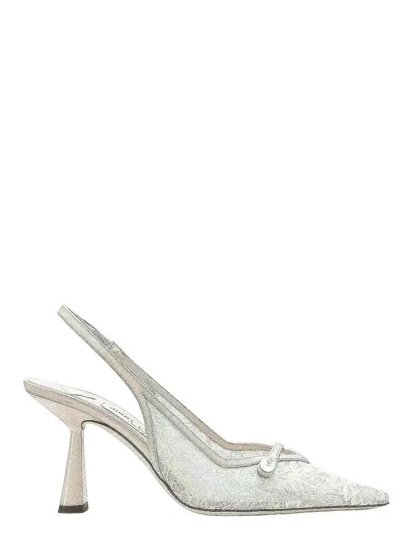 JIMMY CHOO Amita Lace Pearl Slingback Pumps - White