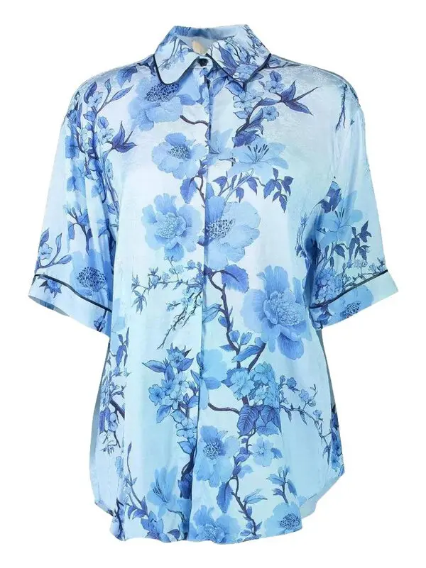 Borgo De Nor Akari Floral Fluid Top - Blue
