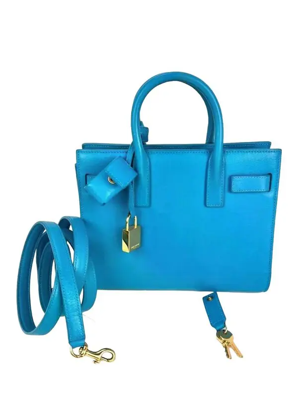 Saint Laurent Sac De Jour Leather Tote Bag - Blue