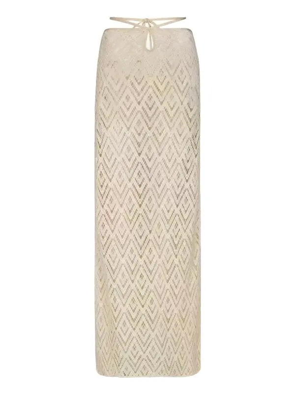 Johanna Ortiz Embroidered Midi Skirt - Neutrals