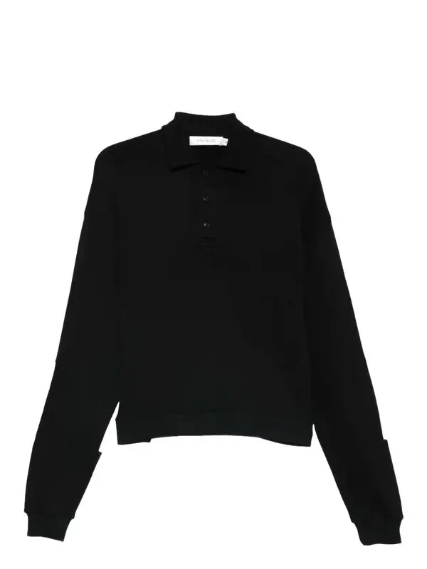 AYA MUSE Collared Patch Polo Shirt - Black