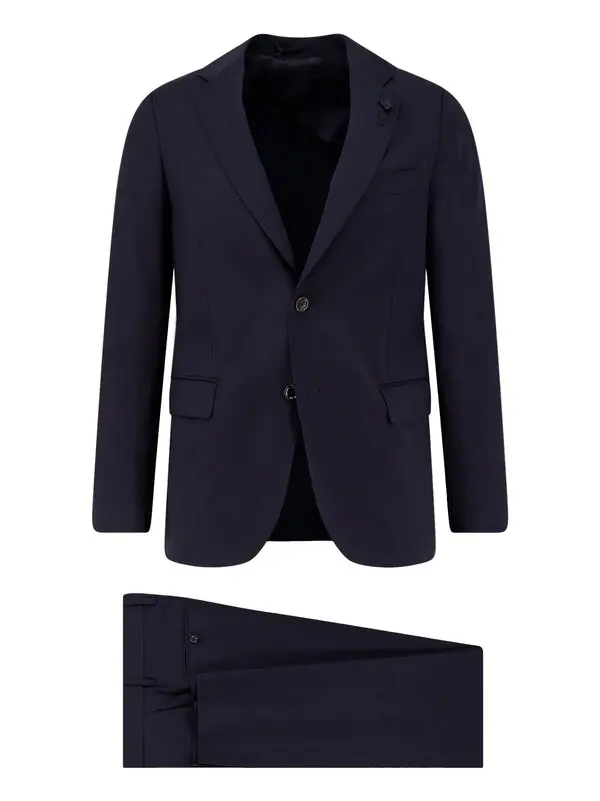 LARDINI Iconic Singlebreasted Pure Virgin Wool Suit - Blue