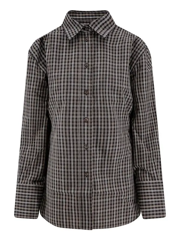 RÓHE Check Pattern Cotton Shirt - Brown