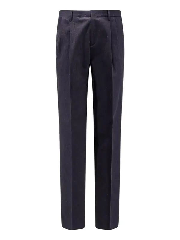 LARDINI Cotton And Linen Trousers - Blue