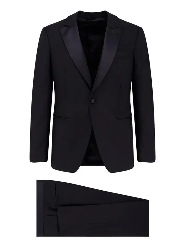 LARDINI Soiree Stretch Pure Virgin Wool Tuxedo - Black