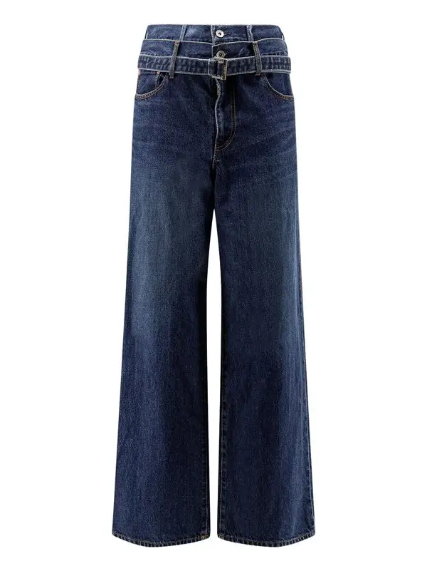Sacai Denim Wide Leg Jeans - Blue