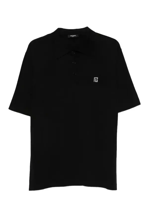 Balmain Logo Polo Shirt - Black