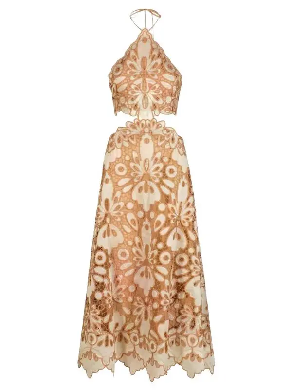 Johanna Ortiz Morning Groove Floral Midi Dress - Neutrals