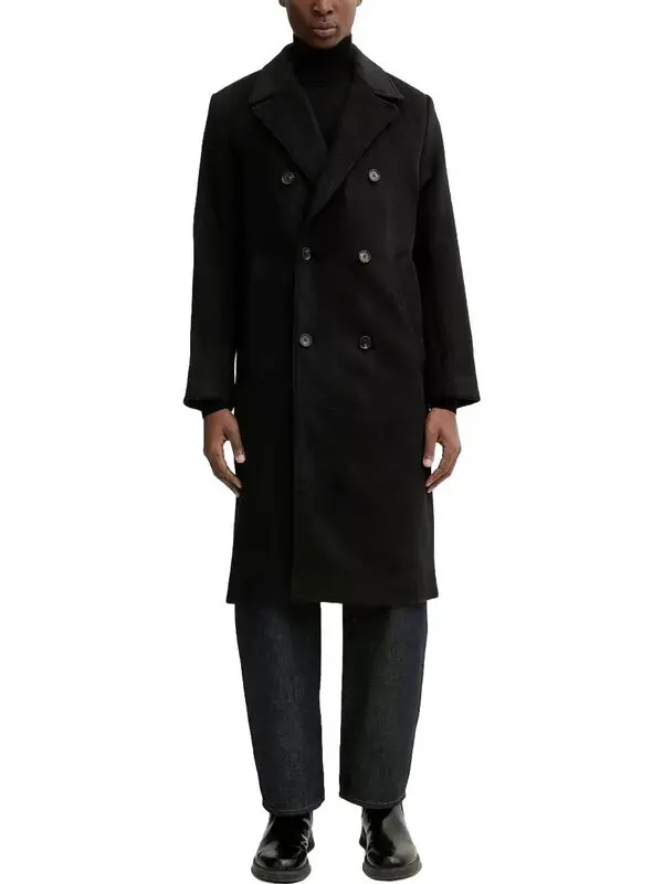 Abercrombie Long-sleeved Double-breasted Coat - Black