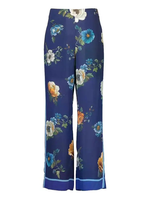 Borgo De Nor Jamie Floral Stripe Trousers - Blue