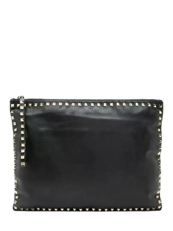 Valentino Garavani Leather Rockstud Clutch - Black