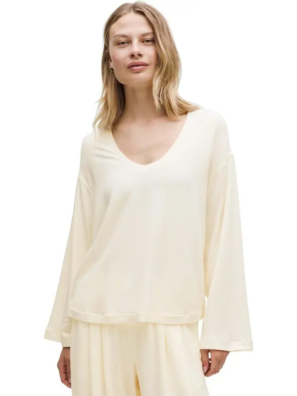 Lululemon Becalm V-neck Bell Sleeve Shirt - Coconut Ivory