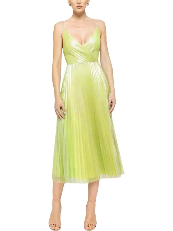 NISSA Pleated Tulle Midi Dress - Green