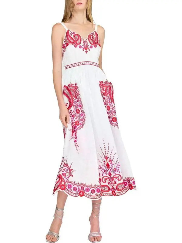 CHRISTY LYNN Holly Floral-embroidered Midi Dress - White