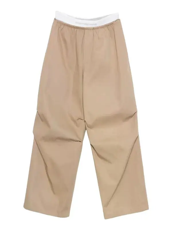 Alexander Wang Mid-rise Trousers With Logo Waistband - Neutrals