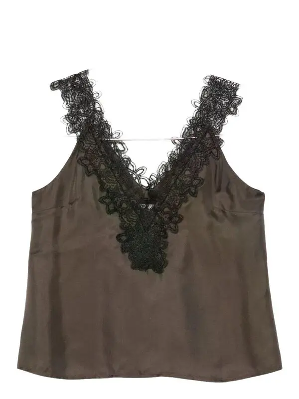 RÓHE V-neck Silk Top - Brown