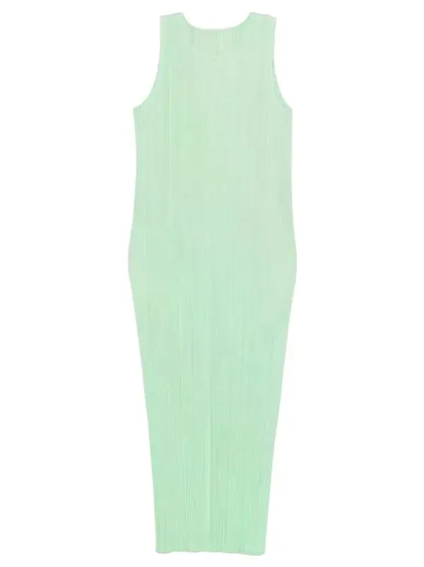 Issey Miyake Pleated Sleeveless Dress - Green