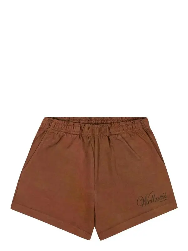 SPORTY & RICH Soho Disco Elasticated Waist Shorts - Brown