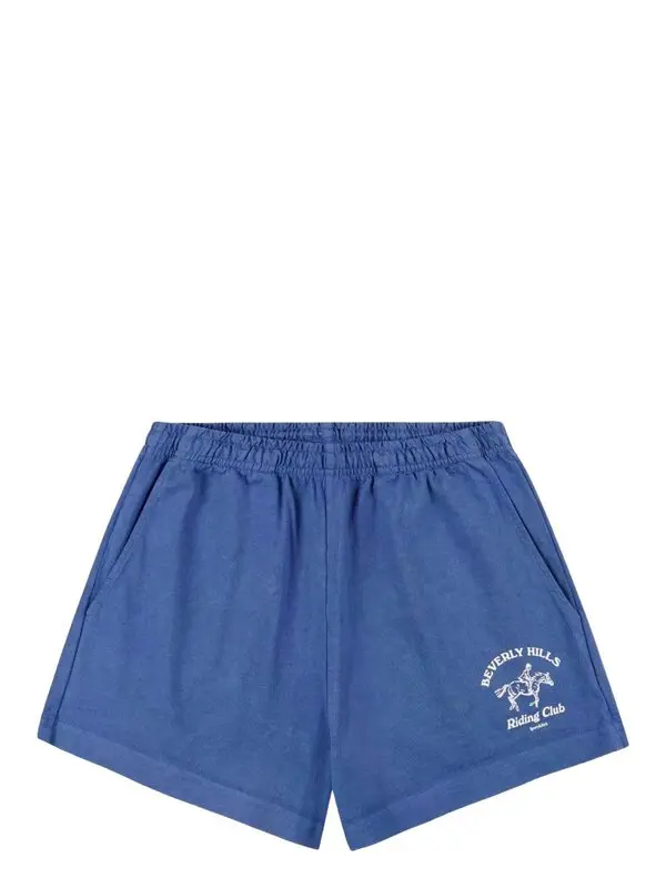 SPORTY & RICH Graphic-print Drawstring Shorts - Blue